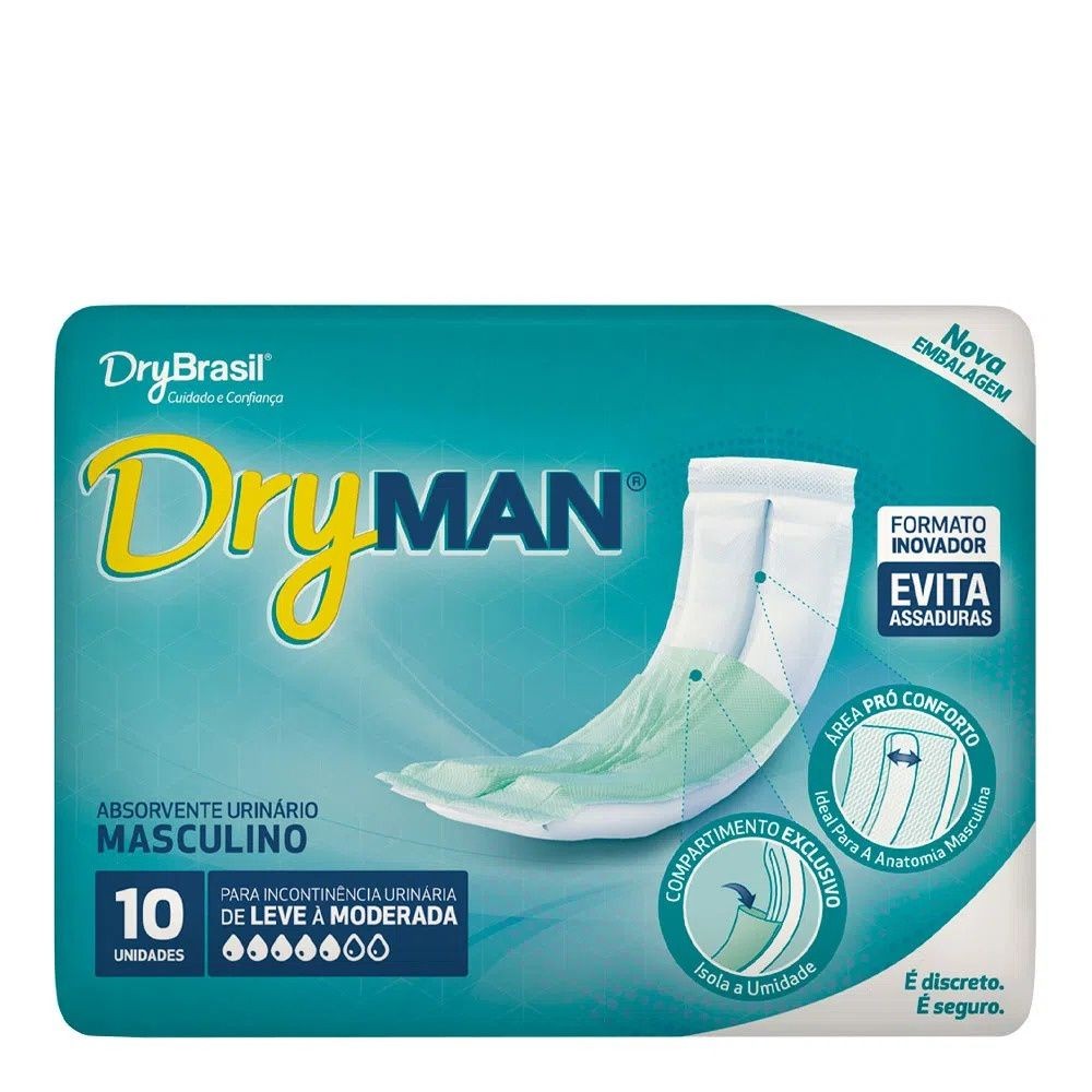 Absorvente Adulto Masculino Dry Man com 10 unidades | Shopee Brasil
