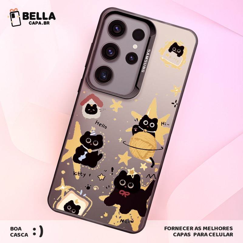 Reflexivo tendência gato preto Capa com Samsung A03 04E 05S 20 72 M11 ...