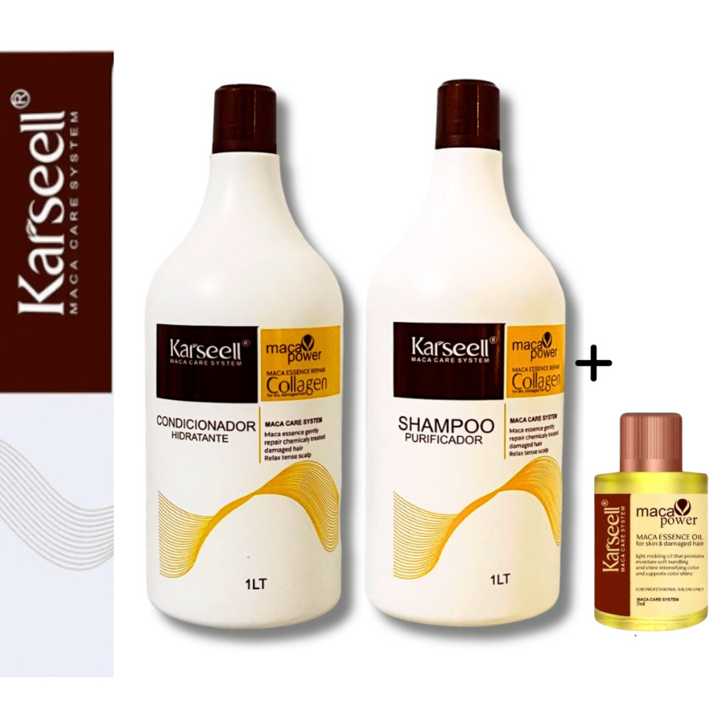 Kit com Shampoo 1L + Condicionador Karsell 1L + Oléo Karsell | Shopee ...