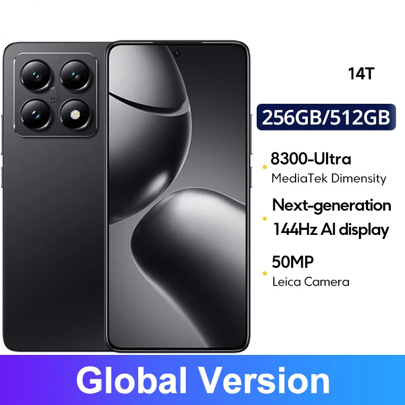 Xiaomi 14T 5G Versão Global Smartphone Tamanho 8300 Ultra 144Hz AMOLED AI Display 5000mAh 67W ...