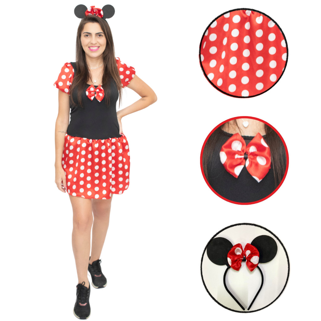 Cartoon Minnie Mouse Adulto Fantasia Feminina Cosplay | Shopee Brasil