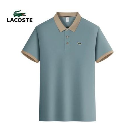 La/coste Camisa Polo Masculina De Algodão Penteado Novo Estilo Cor Sólida Com Lapela Superior S ...