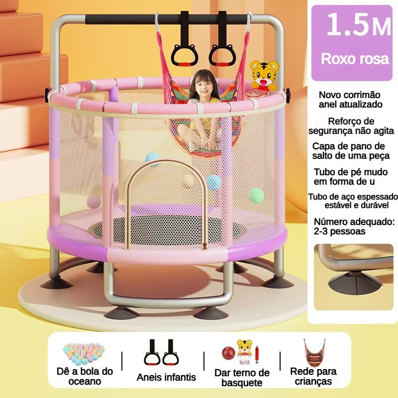 Rede Elástica Pula Pula Infantil 1,5M Lona Reforçada 100 Kg Com Rede de ...