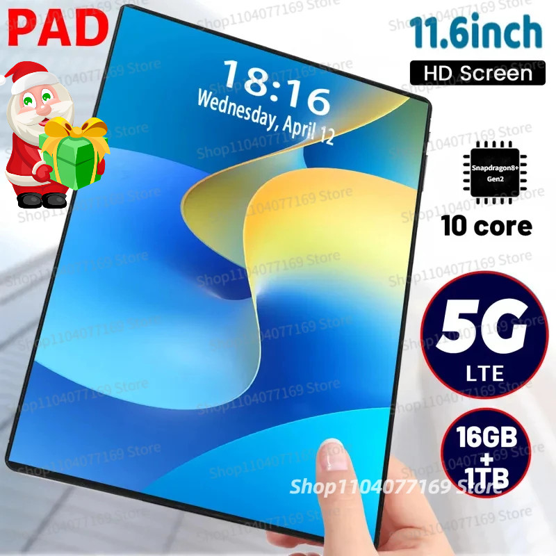 2025 Tablet PC Android 13.0 novo 11.6 Polegada 16GB RAM 1TB ROM WIFI ...