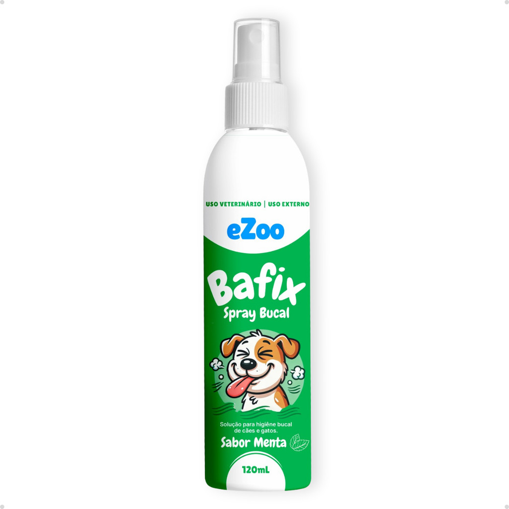 Bafix Spray Bucal Premium para Mau Hálito Cachorro e Gato Sabor Menta ...