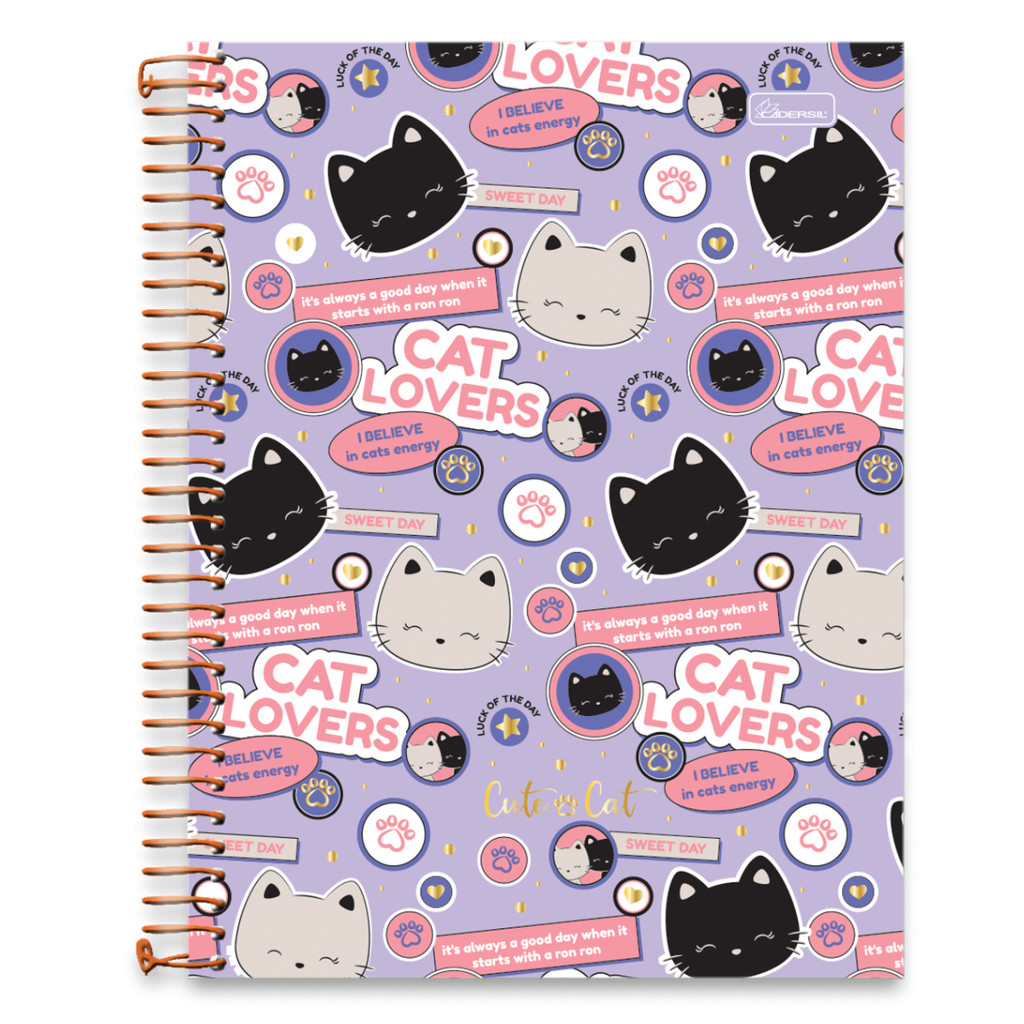 Caderno 10 Matérias Colegial Cut & Cat 160 Folhas - CADERSIL MODELO:CAT ...