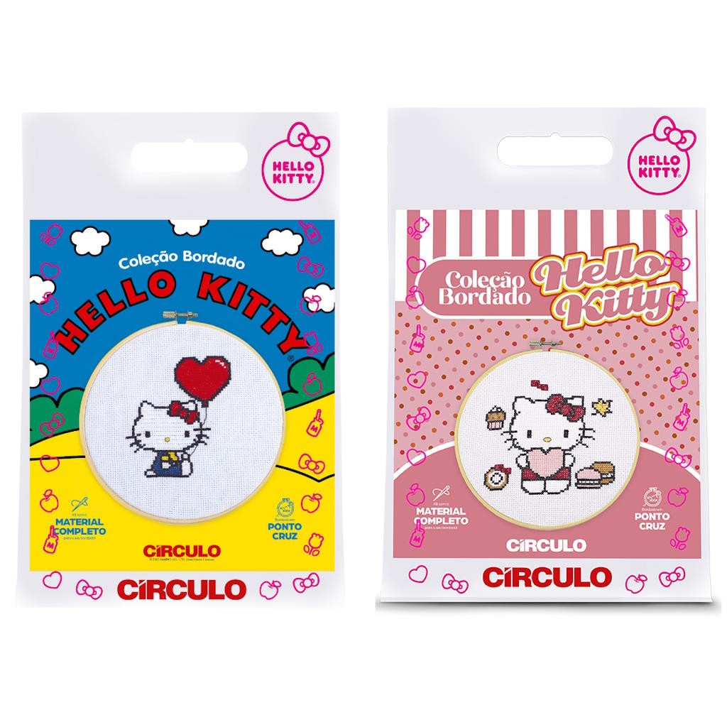 Kit Bordado Ponto Cruz Coleção Hello Kitty da Circulo - receita e ...