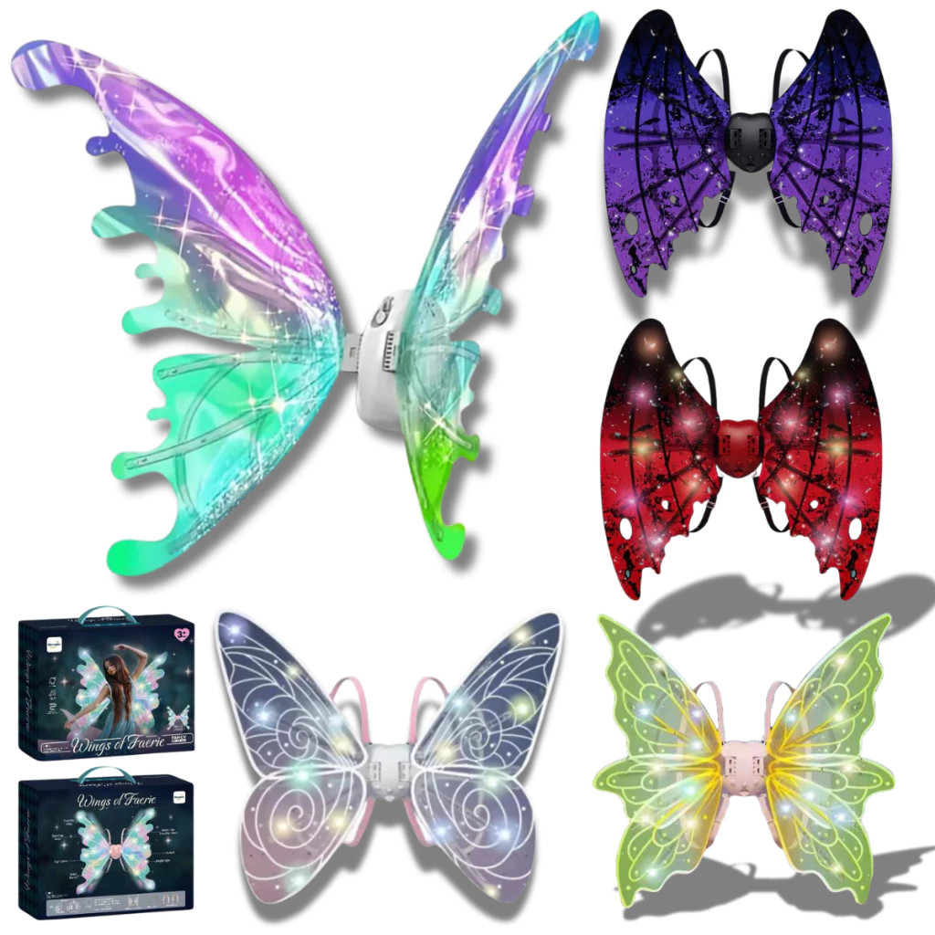 Asa Fada Anjos Com Led De Borboleta Elfo Infantil Criança PET Com ...