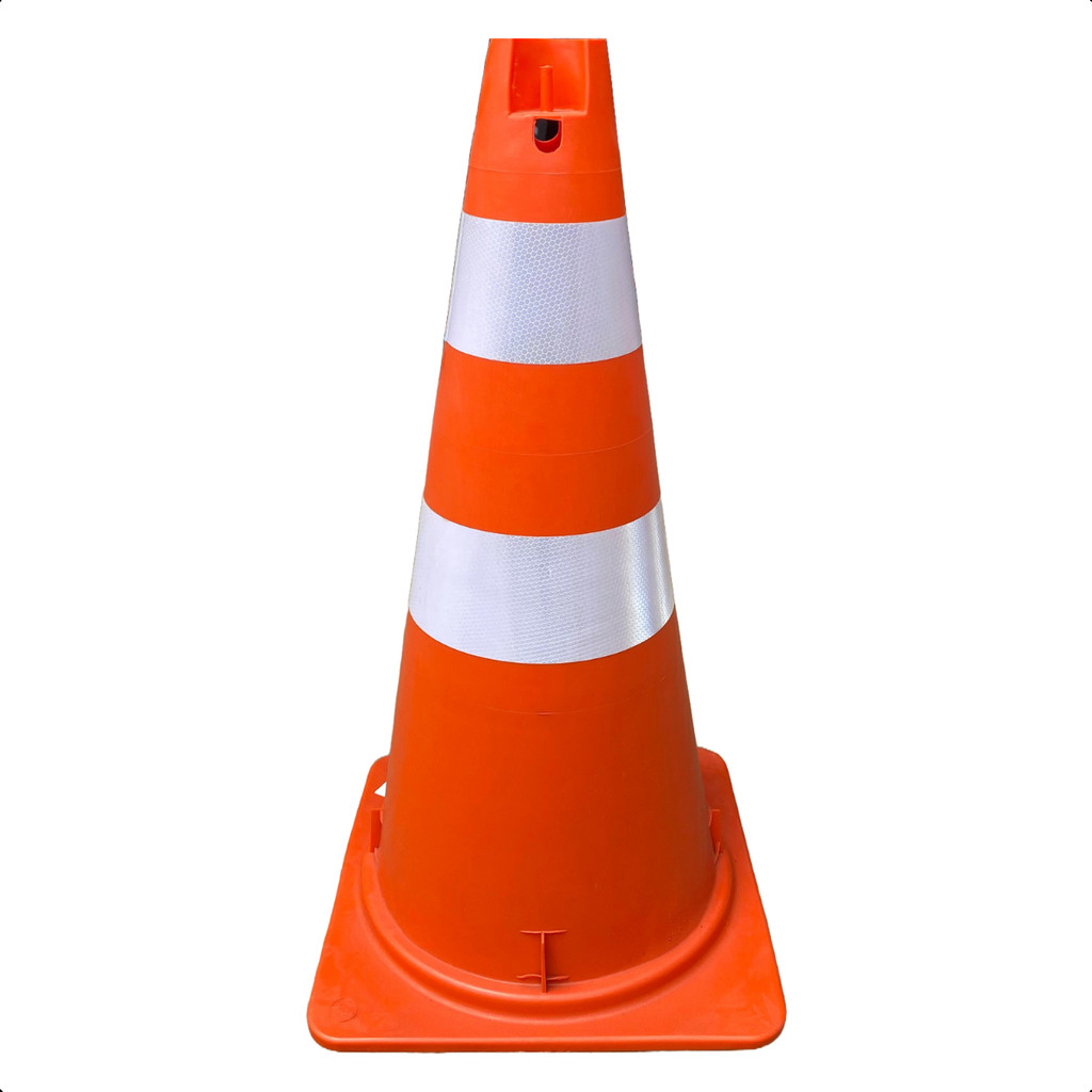 Cone De Sinalização Refletivo 75cm Semi Flexível Segurança Trânsito ...