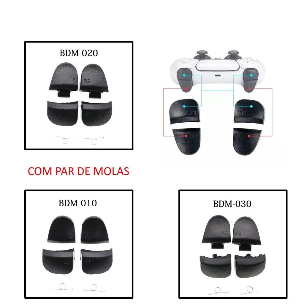 Kit 4 Botões Gatilhos e 2 Molas R1 R2 L1 L2 Para Controle Ps5 | Shopee ...