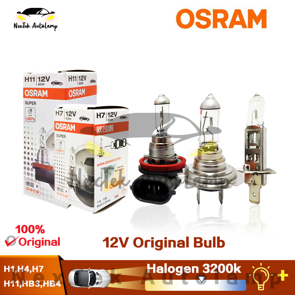 OSRAM SUPER H1 H4 H7 H11 HB3 HB4 12V 65W 70/65W 3200K Lâmpada original ...