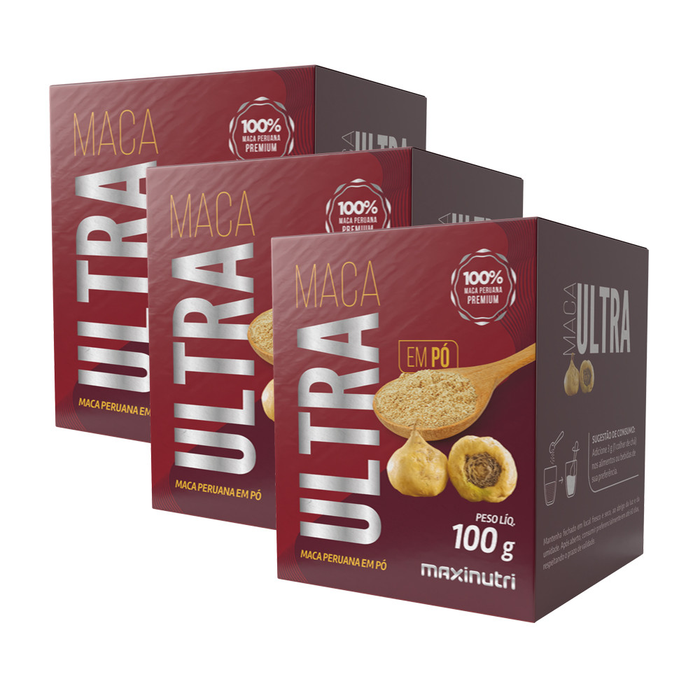 Kit 3 Maca Ultra em Pó 100g Ogirinal 100% Maca Maxinutri | Shopee Brasil
