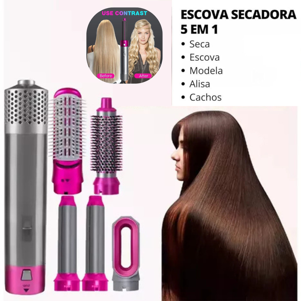 Escova Secador de Cabelo 5 em 1 Multifuncional 110V | Shopee Brasil