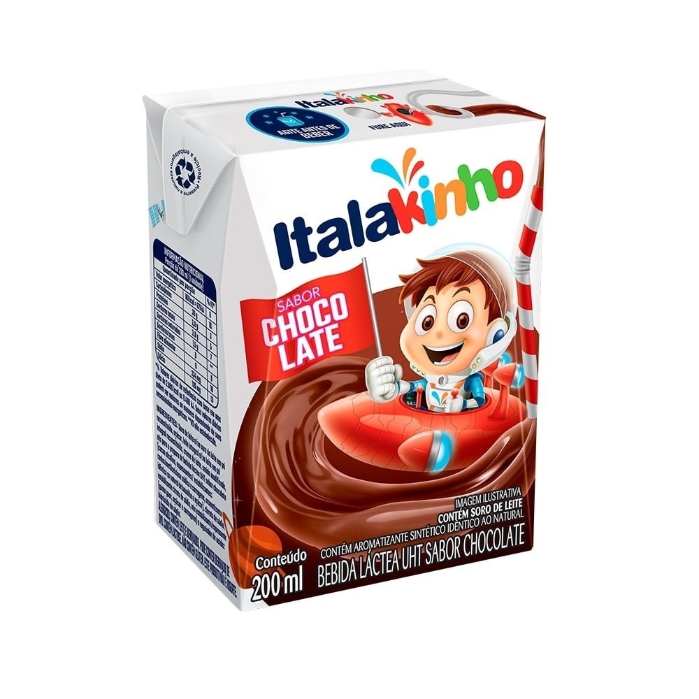Bebida Láctea Italakinho UHT Chocolate 200ml Embalagem com 24 Unidades ...