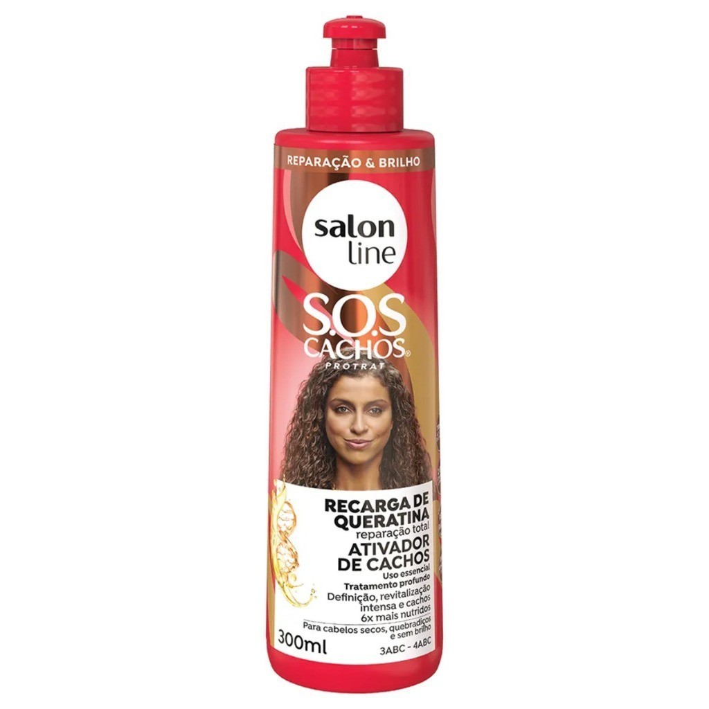 Salon Line Ativador de Cachos SOS Cachos Recarga de Queratina 300 ml ...