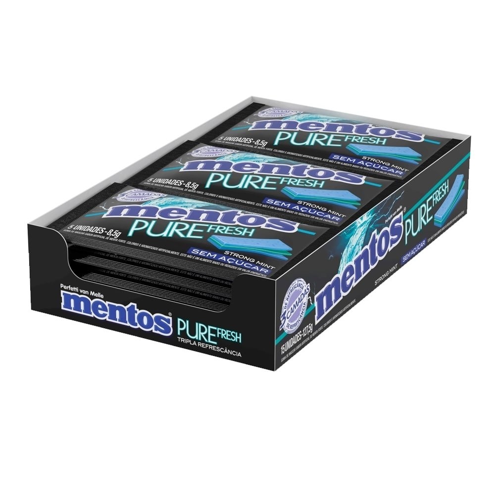 Chiclete Mentos Pure Fresh Strong Mint - Caixa com 15 Unidades | Shopee ...