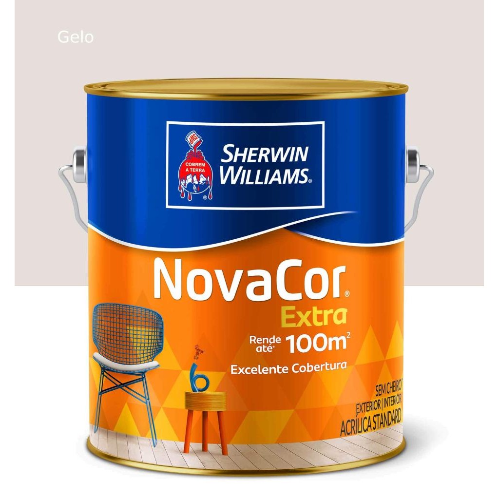 TINTA SHERWIN WILLIAMS 3,6LT COR BRANCO GELO FOSCO NOVACOR EXTRA ...