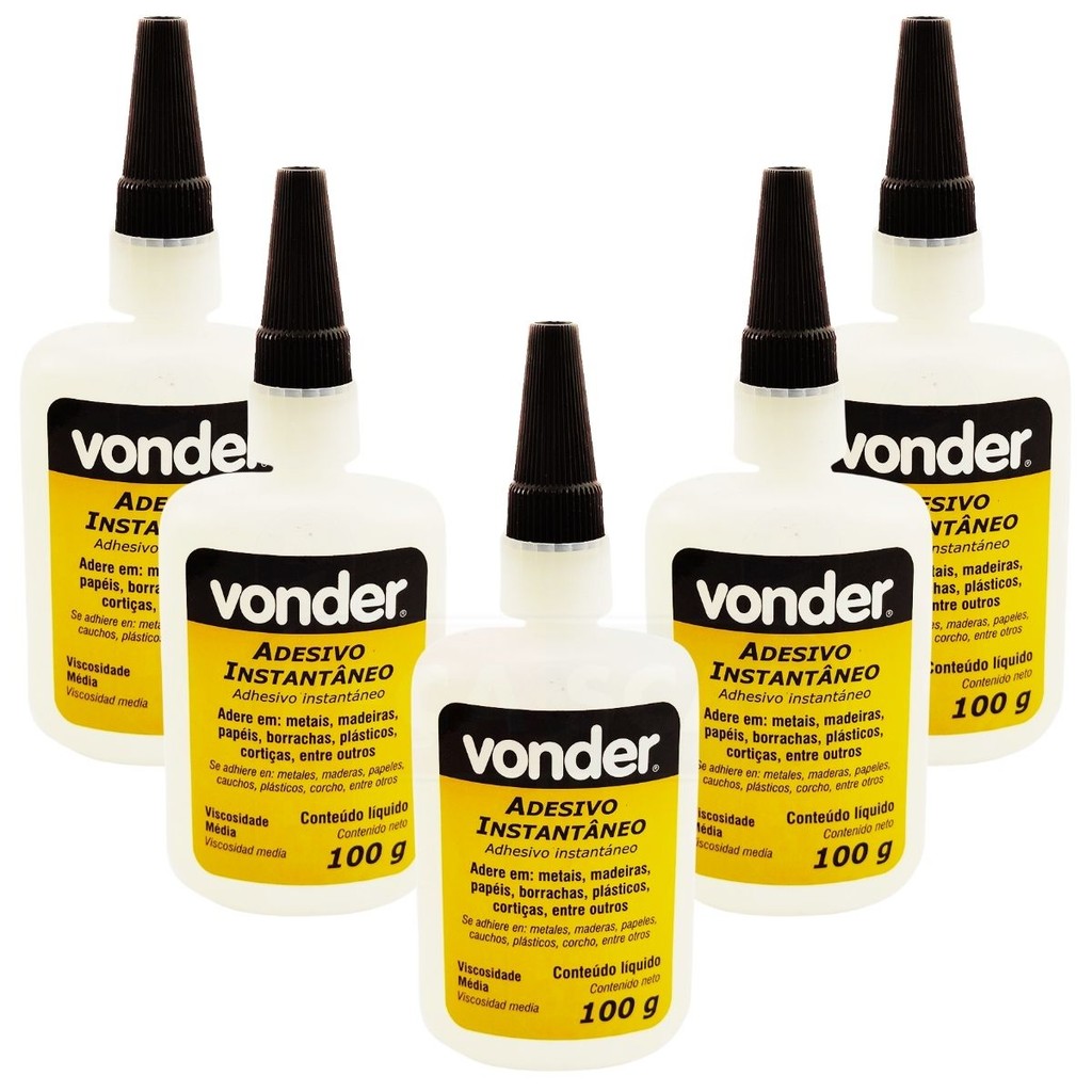 Kit 5 Colas Instantaneas Líquida Super Cola 100g - Vonder | Shopee Brasil