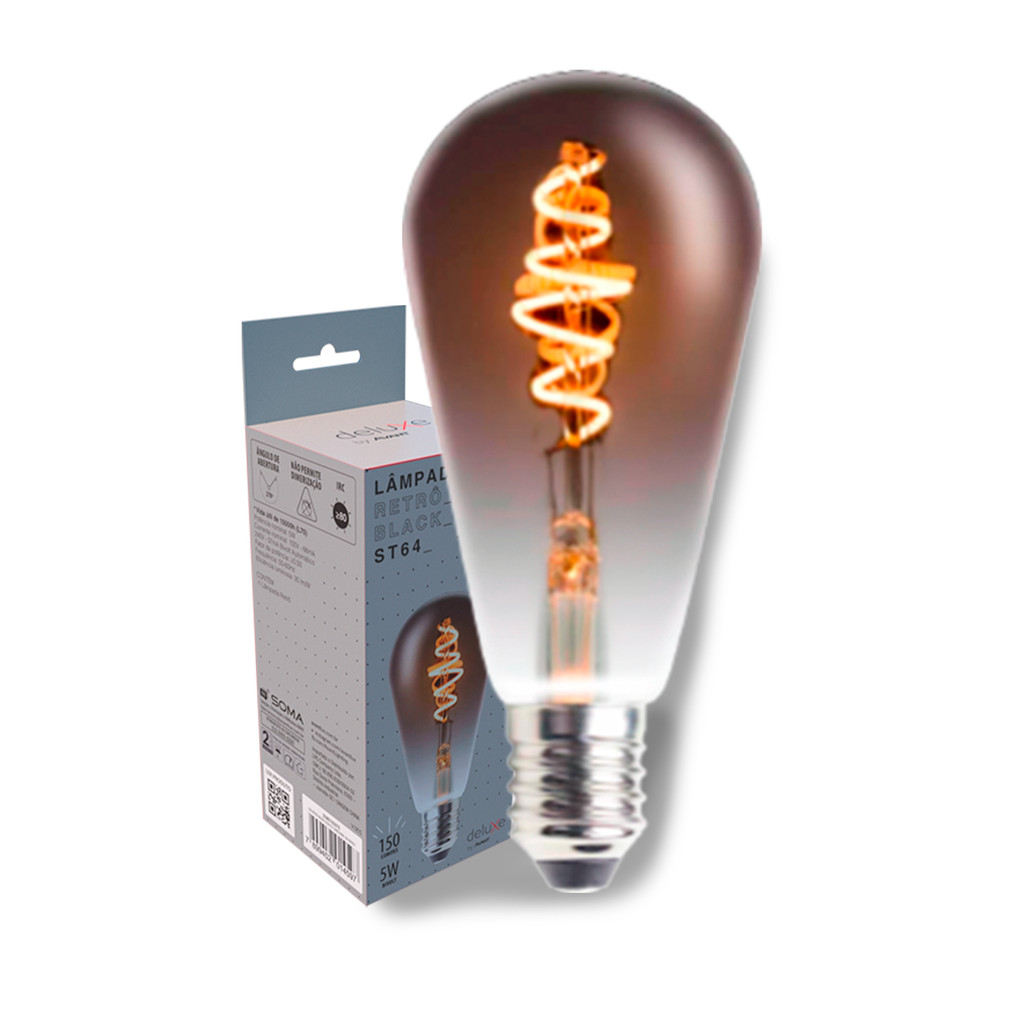 Lâmpada de Led ST64 Retro Vintage 5w E27 2200K Deluxe Bivolt Luz Quente ...