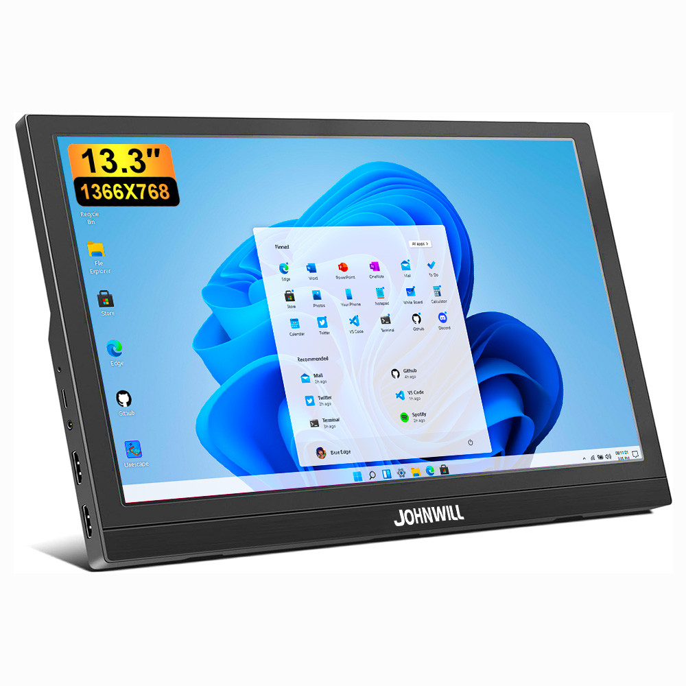 monitor Portátil De 13.3 Polegadas 1366X768 Tela LCD Alto-Falante ...