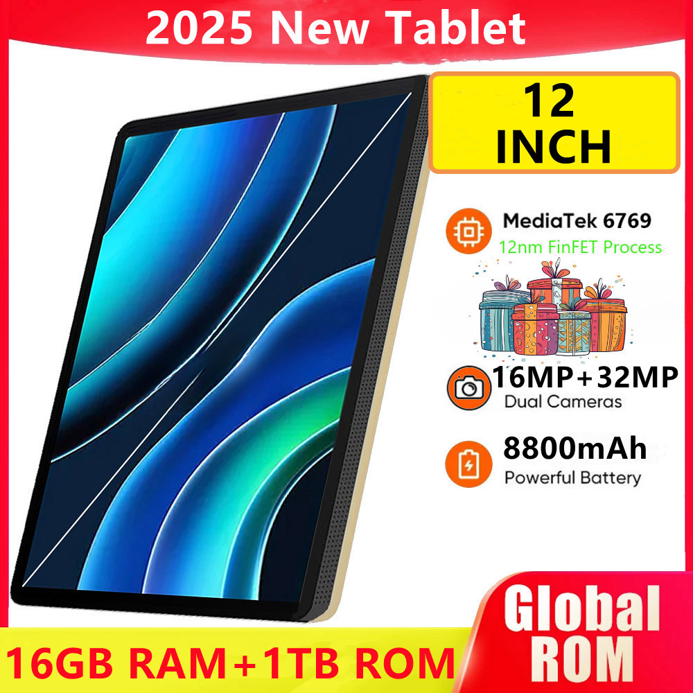 2025 Versão Global Tablet Android De 12 Polegadas 16GB + 1024GB ...