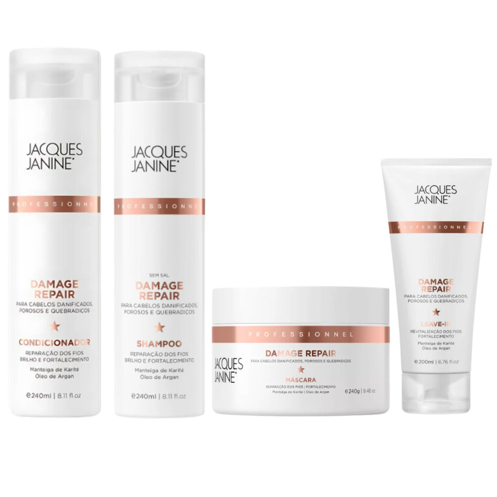 Kit Jacques Janine Damage Repair Sha+Cond+Más 240g + Leave-in 200ml ...