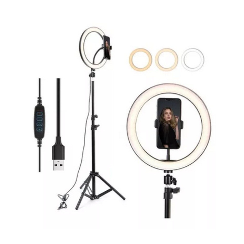 Ring Light Anel Iluminador 10 Polegadas com suporte para celular e Tripé De 2 Metros | Shopee Brasil
