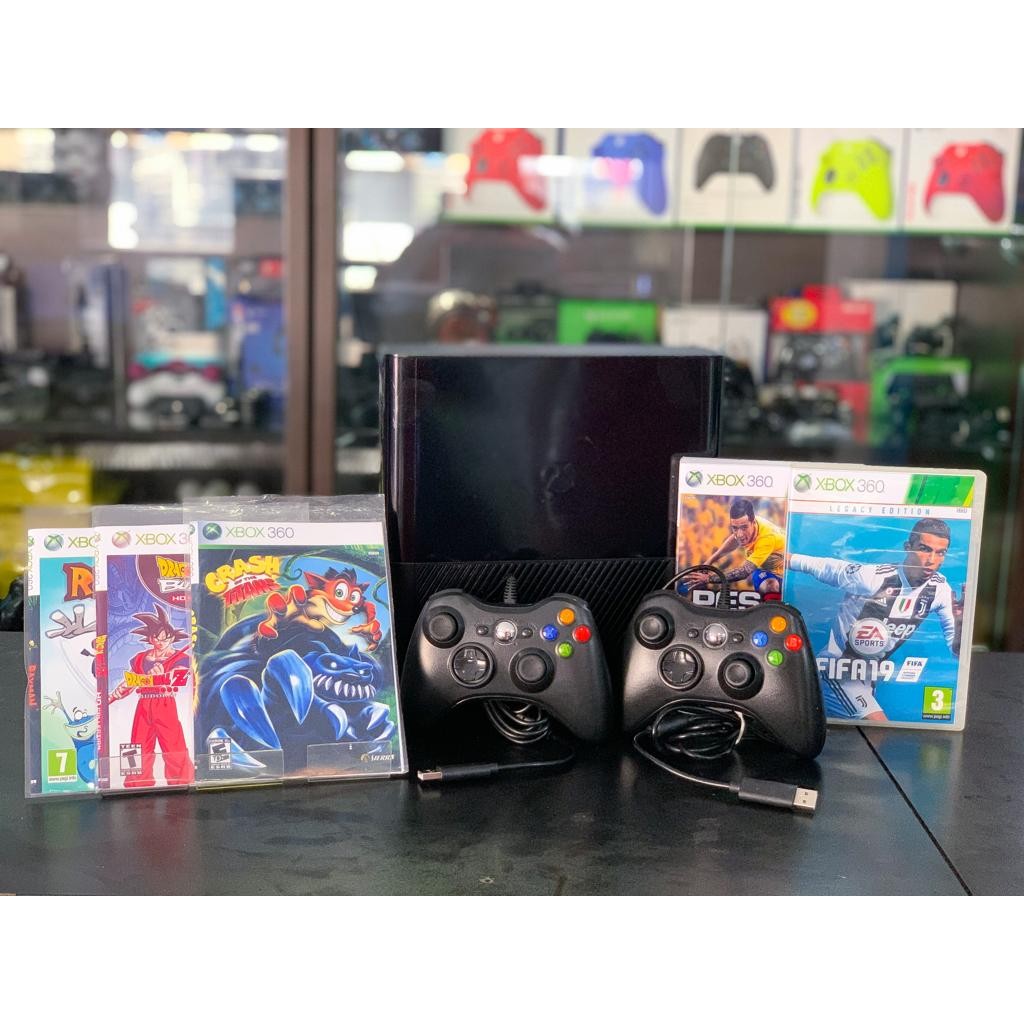 Xbox 360 Super Slim 32GB Sistema LT 02 Controles c/ Fio + 05 Jogos ...