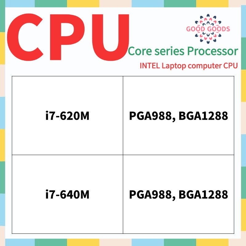 Processador Para notebook i7-620M 640M Core i7 Série Dual-CPU PGA988 ...