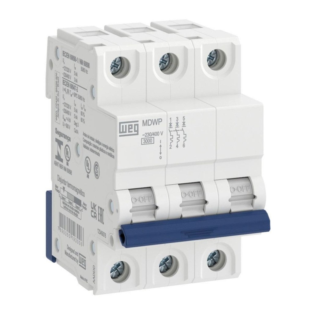 Disjuntor Mini Din 3P 63A 230/400V Curva C 5Ka 15265767 Weg | Shopee Brasil