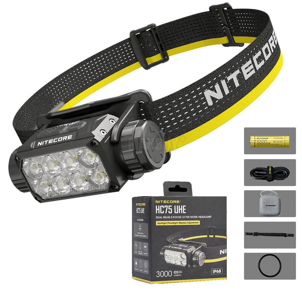 NITECORE HC75 UHE Lanterna Recarregável De Ajuste De Foco Eletrônico De ...