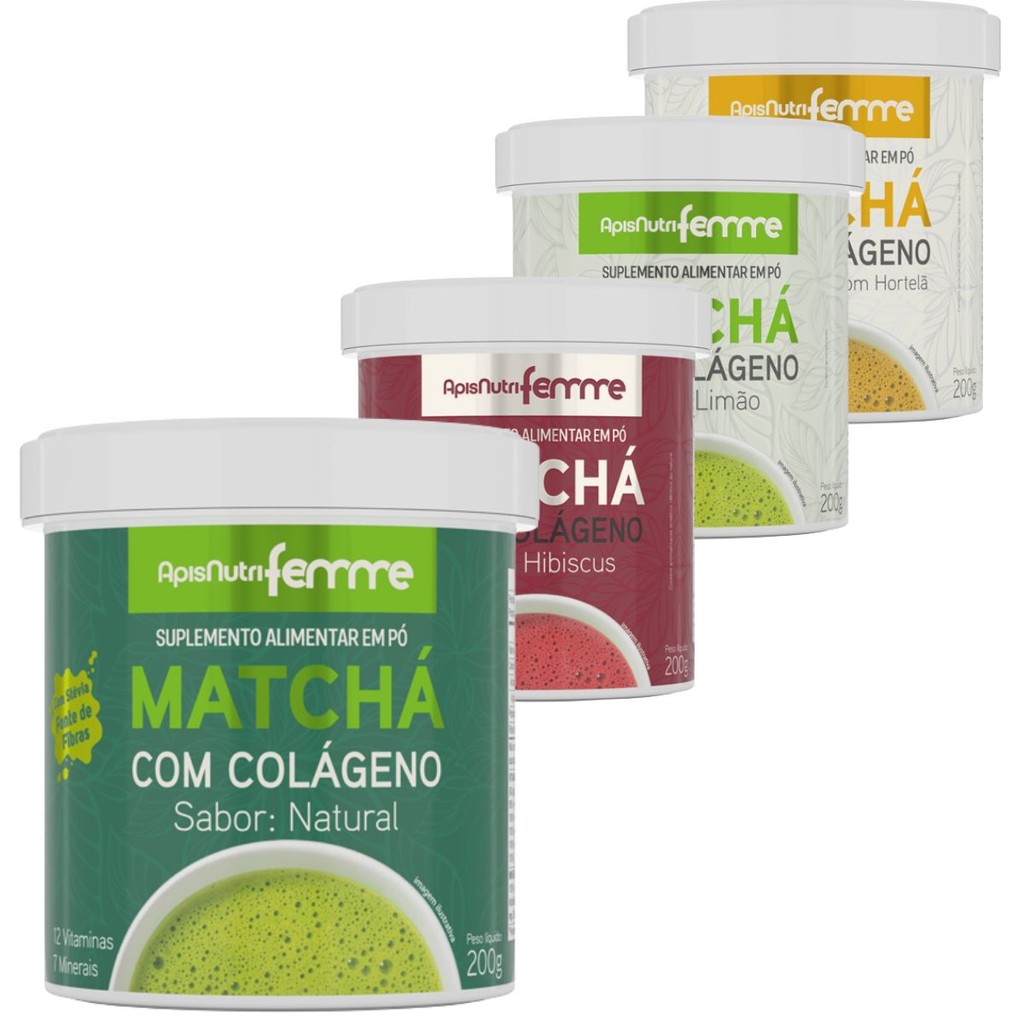 Matchá Solúvel Com Colágeno Sabores Diversos 200g Chá Instantâneo ...