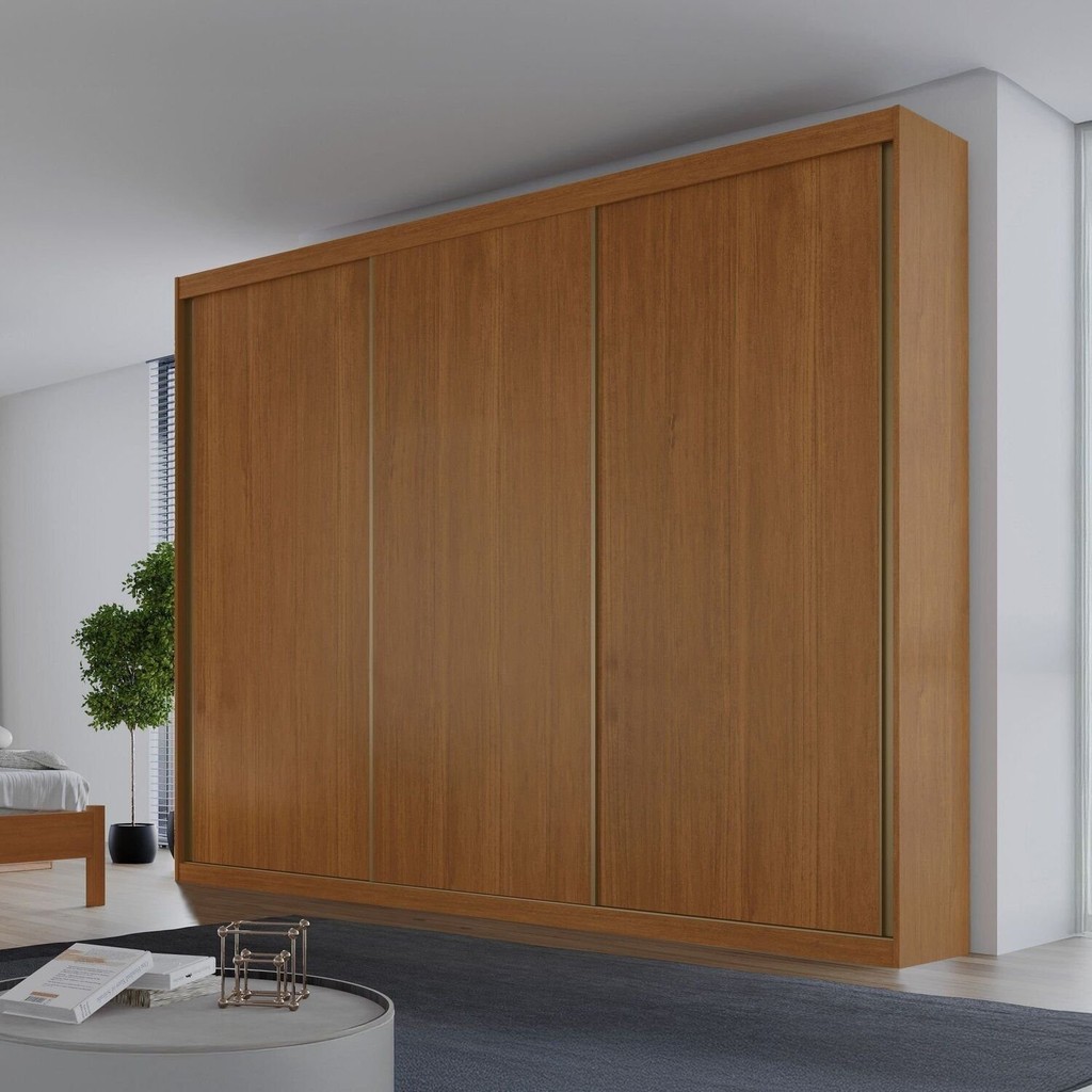 Guarda Roupa 3 Portas de Correr 100%mdf Monte Rei Cedro | Shopee Brasil