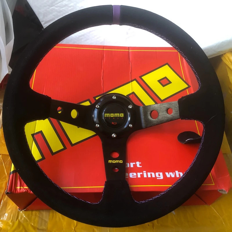 Volante MOMO JDM Racing Roxo Profundo de 14 Polegadas, Volante de Couro ...
