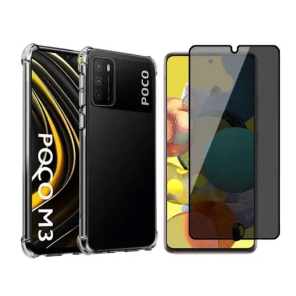 Capa Case Capinha Anti Impacto Para Poco M3 + Película 3D Privacidade ...