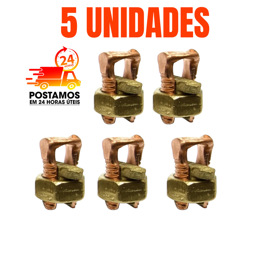 5 Conector Split Bolt Sistemas Aterramento Emendas Elétricas Parafuso Fendido Aperto Firme P ...
