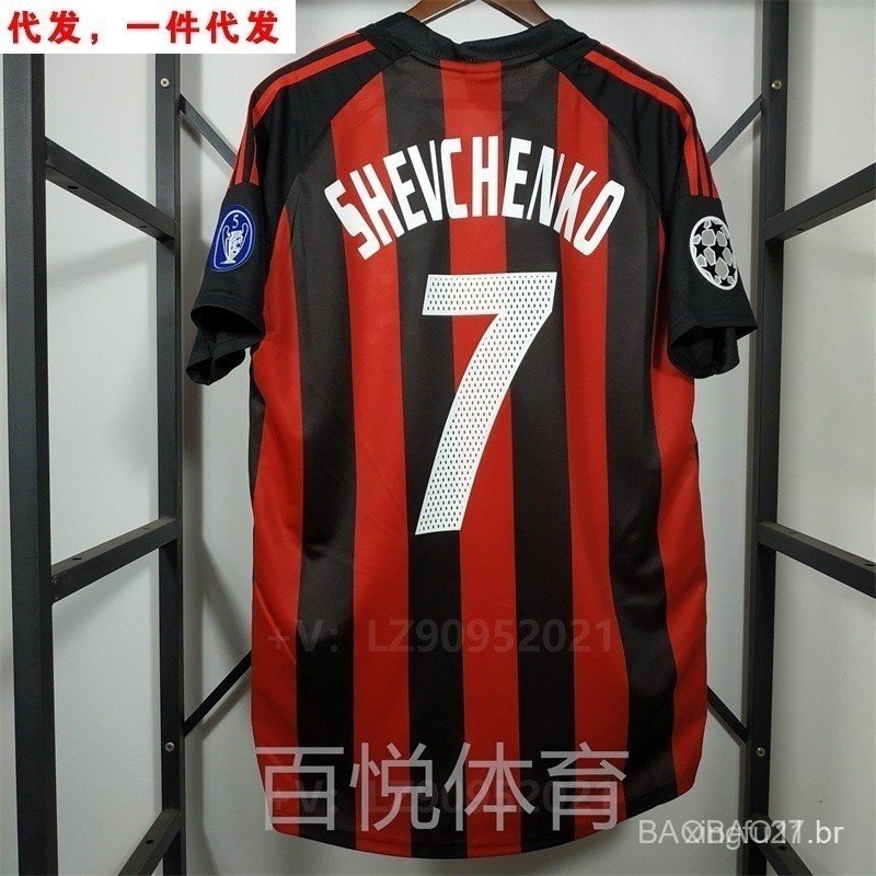 2002-2003 Estilo Retro Curto 7 # SHEVCHENKO 3 # MALDINI 10 # RUICOSTA ...