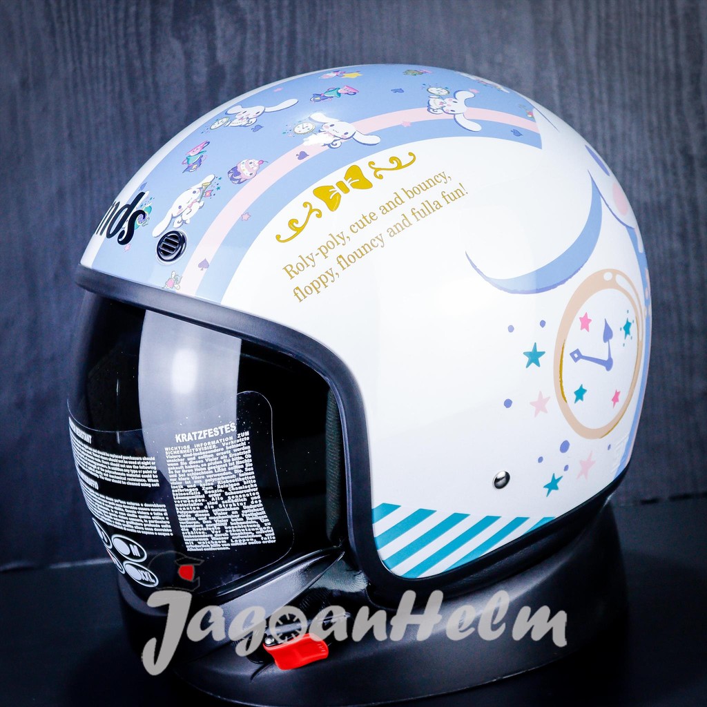 Capacete Retro Clássico MDS MAGNUM CINNAMOROLL 3 | Branco Modelo Bogo ...