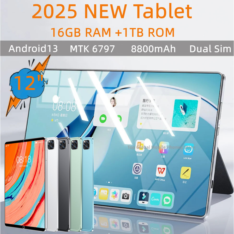 Venda Quente Tablet Popular 12 Polegada HD Android 13 16GB + 1T 5G ...