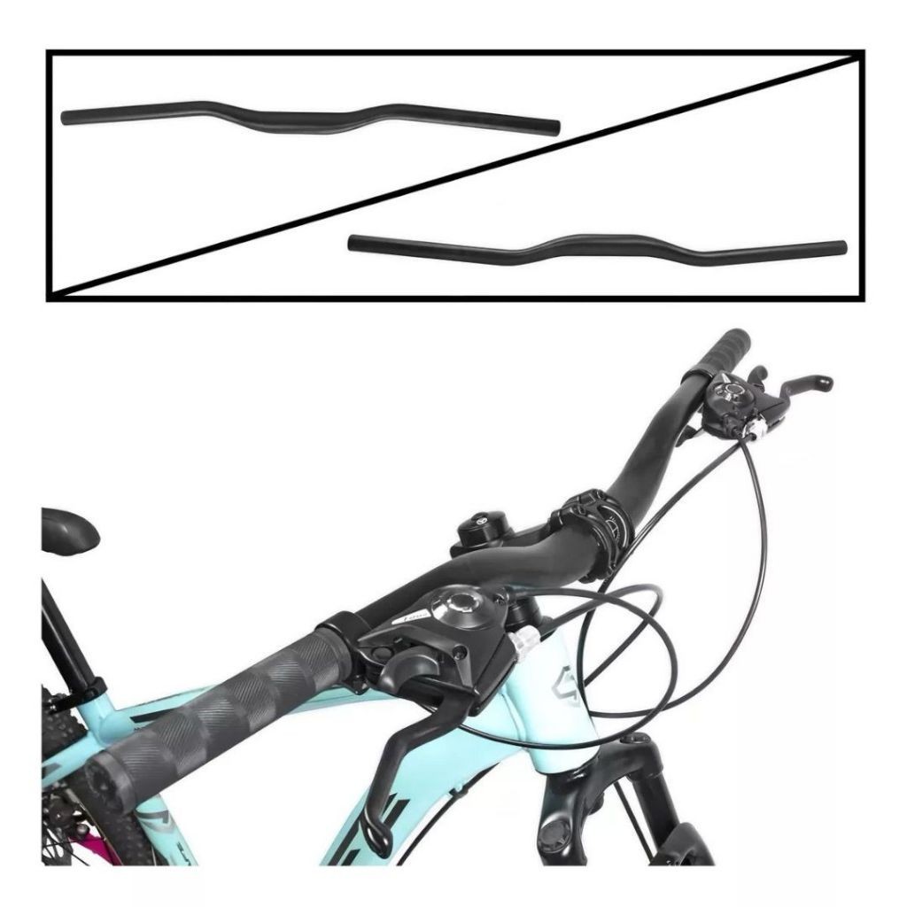 Guidão Bicicleta MTB Curvo Preto Fosco 700 x 31.8mm Aço Resistente Mega ...