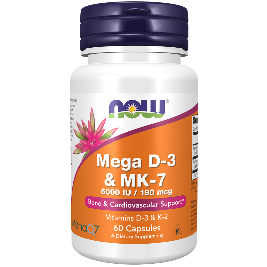 Vitamina Mega D3 com MK7 Now Foods 60 Cápsulas Veganas | Saúde Óssea e ...