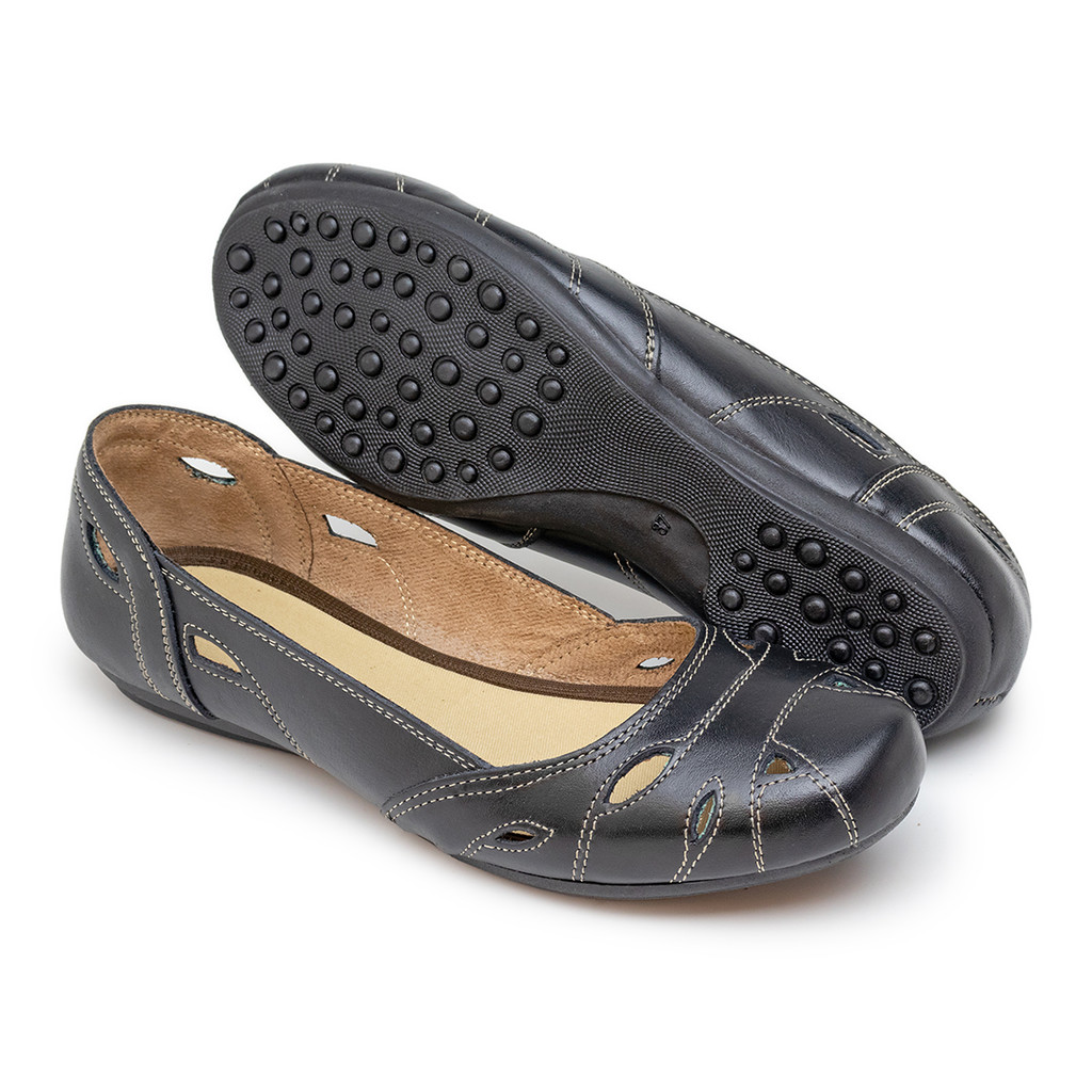 Sapatilha em couro mulher moderna conforto estilo jota flex | Shopee Brasil