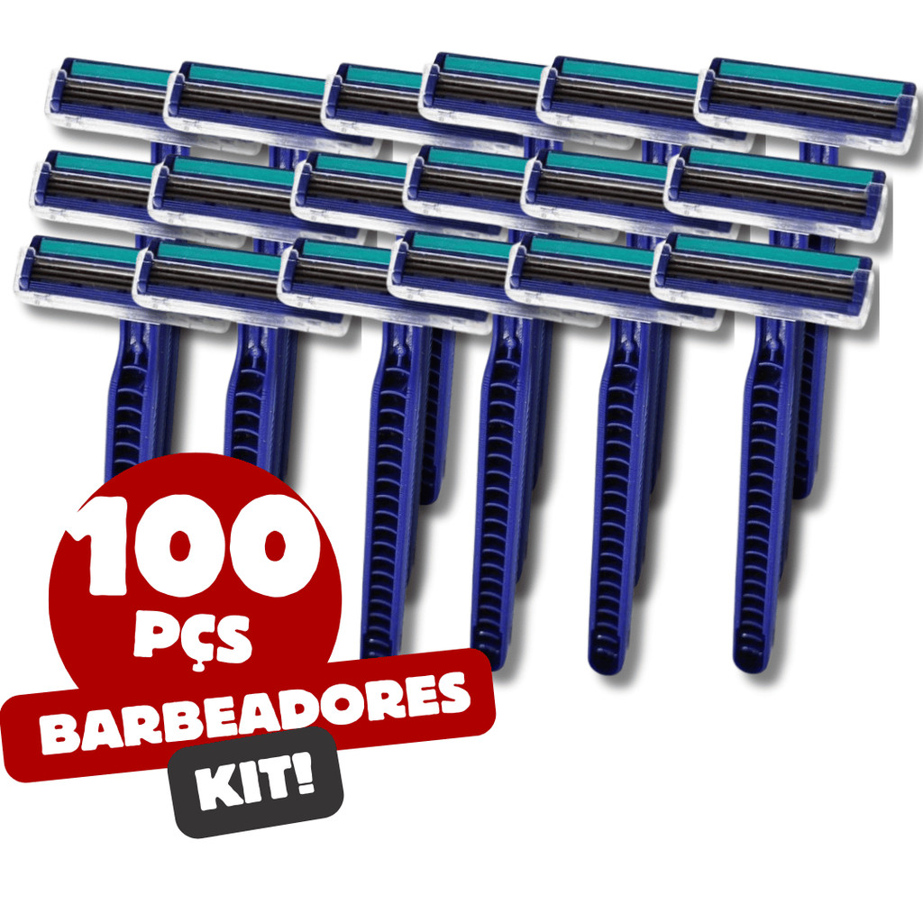 Kit 100 Barbeador Descartável de Alta Precisão Aparelhos de Barbear com 2 Lâminas e Fita ...