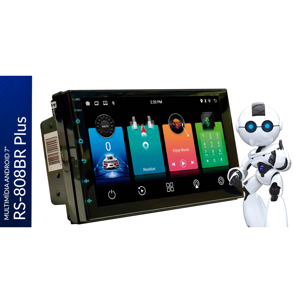 Central Multimidia Gps Android Wifi Novo 2GB RAM 32GB Interno Universal 7 Polegadas Espelhamento ...