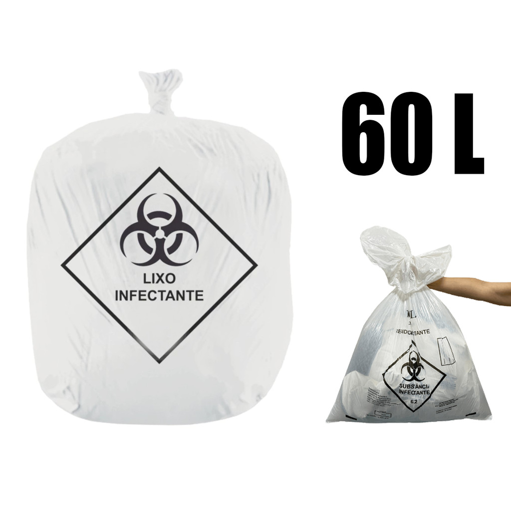 Saco de lixo Hospitalar 60 Litros resíduo infectante 100 und | Shopee ...