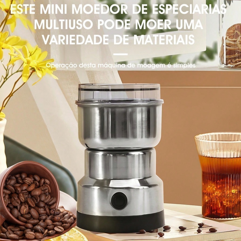Moedor Multifuncional de Café e Especiarias 110V com Design em Aço ...