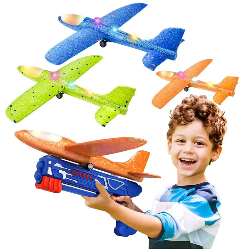 Lançador De Avião(COM LUZ) Planador Brinquedo Infantil De Espuma ...