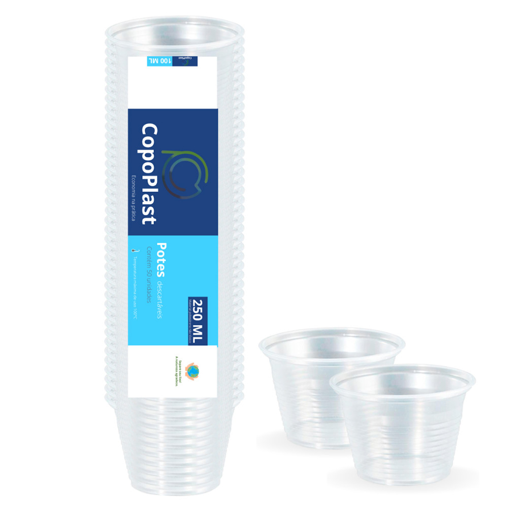 Pote De Plástico Descartável Ps 250Ml Transparente 1000 Unidades | Shopee Brasil
