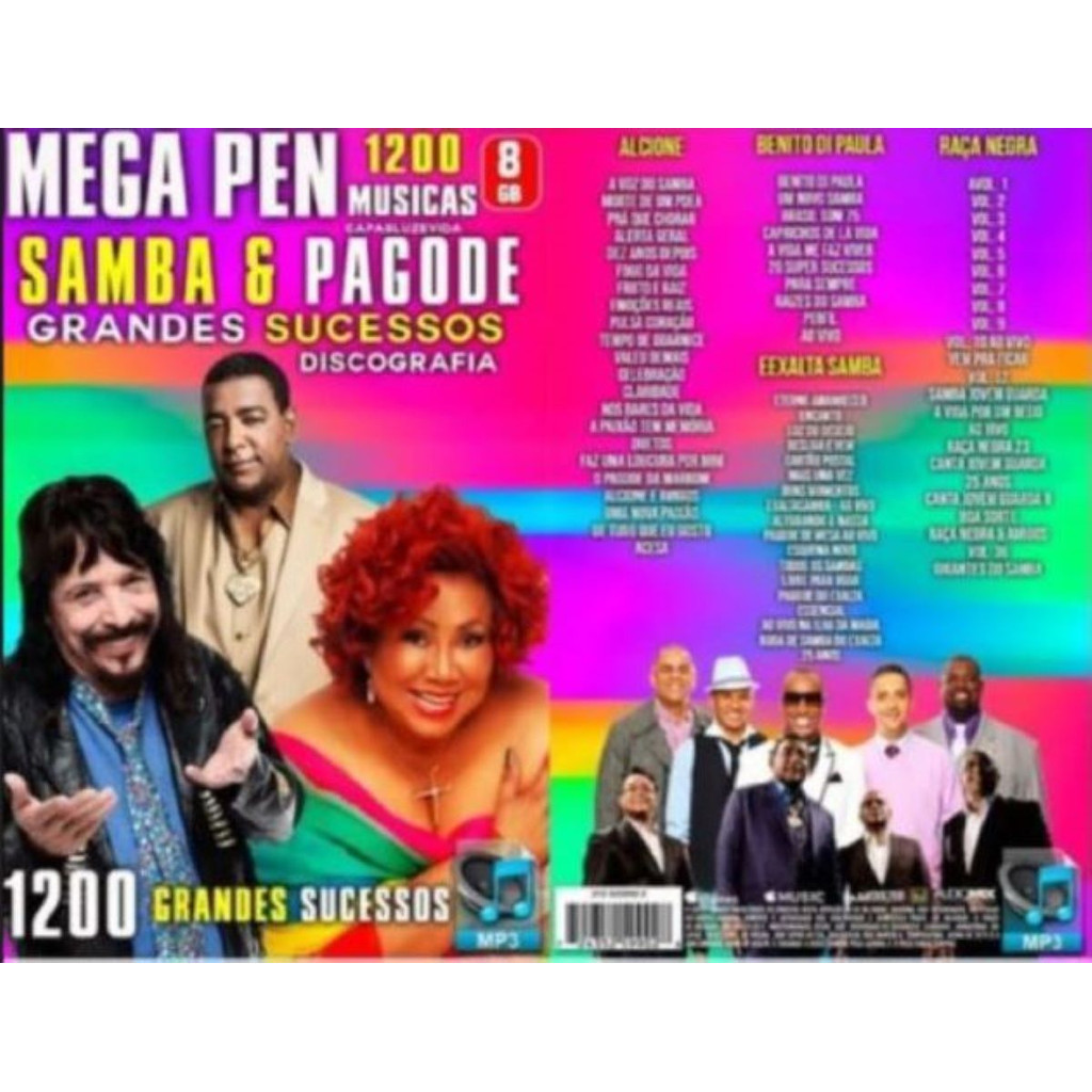 Pen Drive 8 Giga Samba E Pagode 1200 Grandes Sucessos | Shopee Brasil