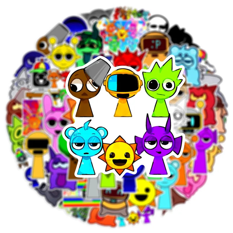 52 Pçs/Set Sprunki Adesivos Skate Notebook Geladeira Telefone Guitarra ...